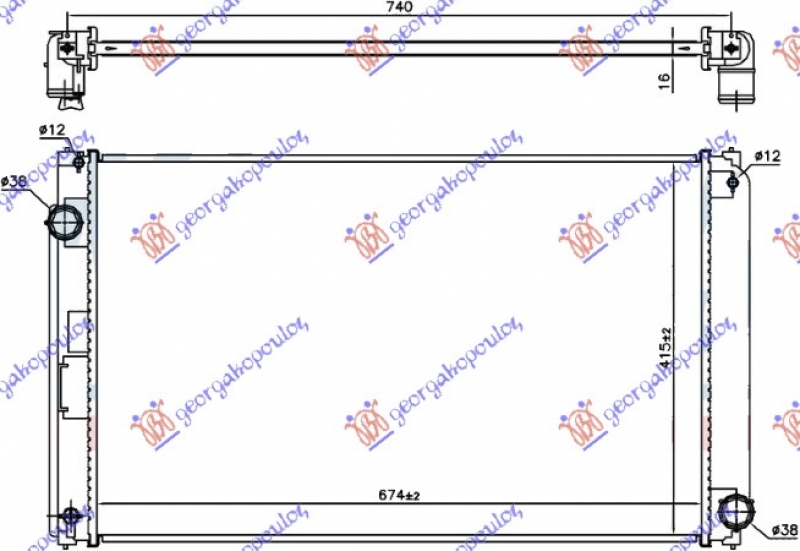 HLADNJAK MOTORA 2.0 16v BENZIN (MAN/AUTO) (675x415x16) (KOYO)