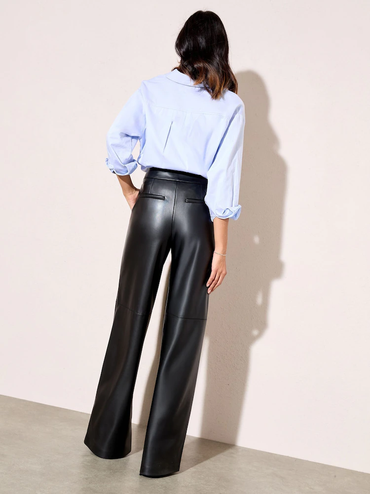 Crno - Friends Like These X Lucy Mecklenburgh Faux Leather Elegantno krojen Pantalone širokih nogavica