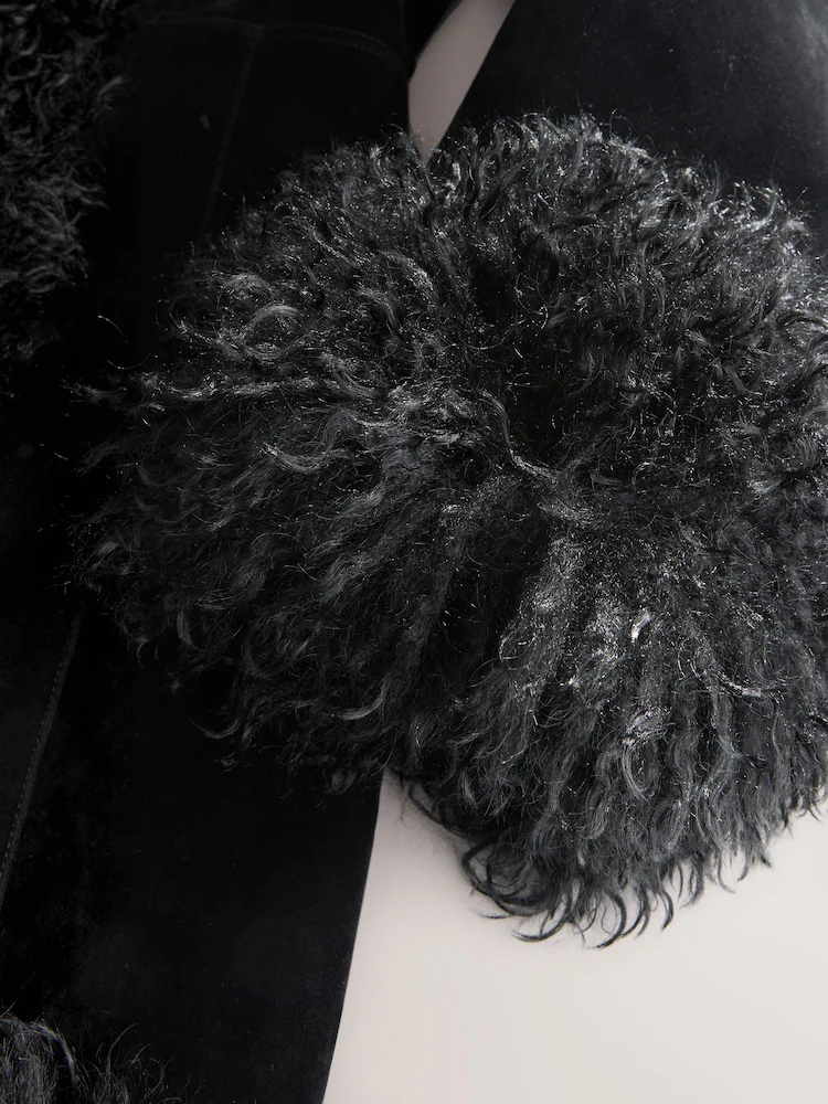 Crno - Penni Lane Lažno Krzno Lined jakna