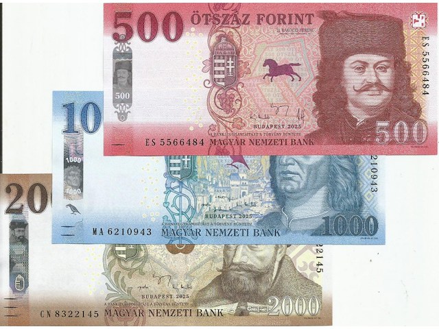 Madjarska 500 - 1000 - 2000 forinti 2025. UNC