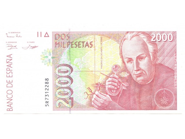 Spanija 2000 pezeta 1992 UNC