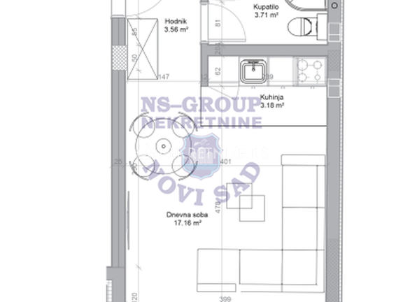 Garsonjera na Novom Naselju 28m2