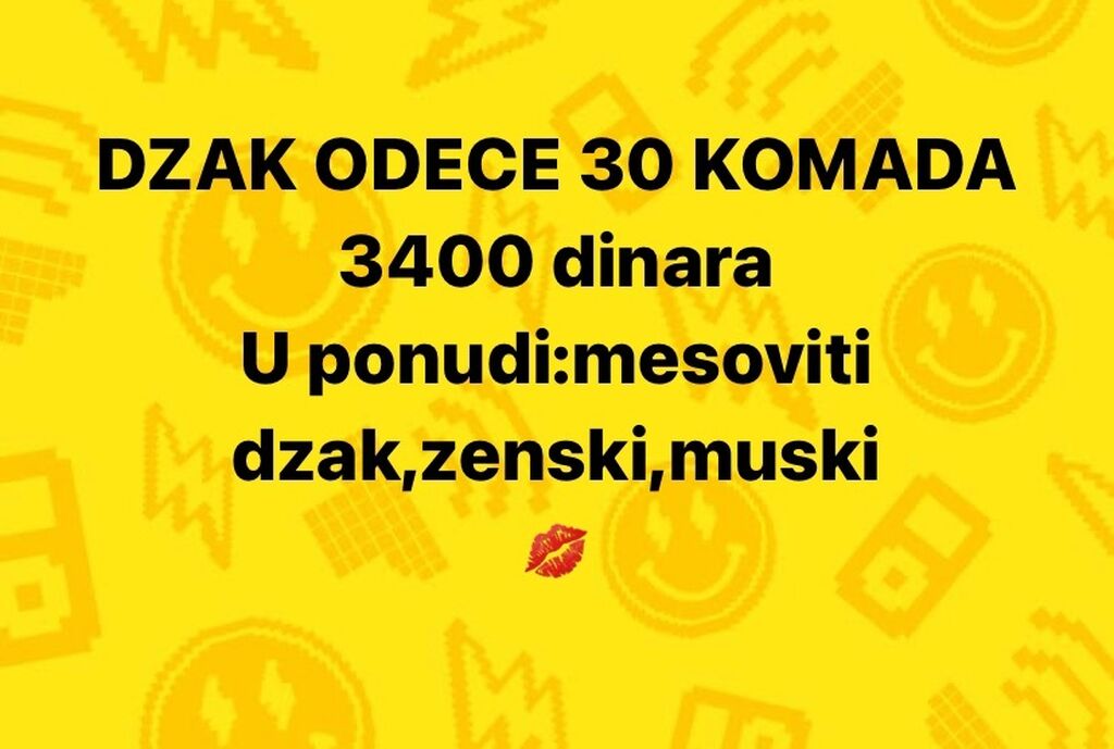 Džak odeće – 30 komada Cena: 3400 dinara U ponudi: - mešoviti