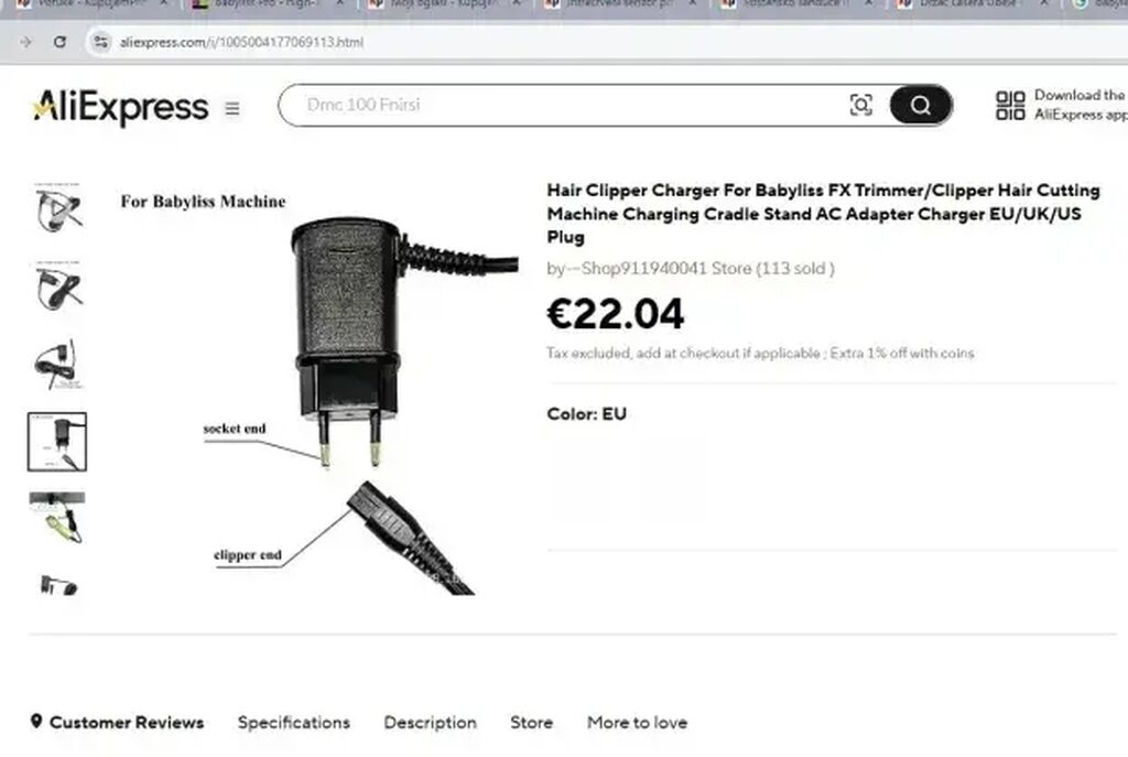 Orginalni punjač za BaByliss aparat; AC/DC ADAPTER; Model: C045100-EU;