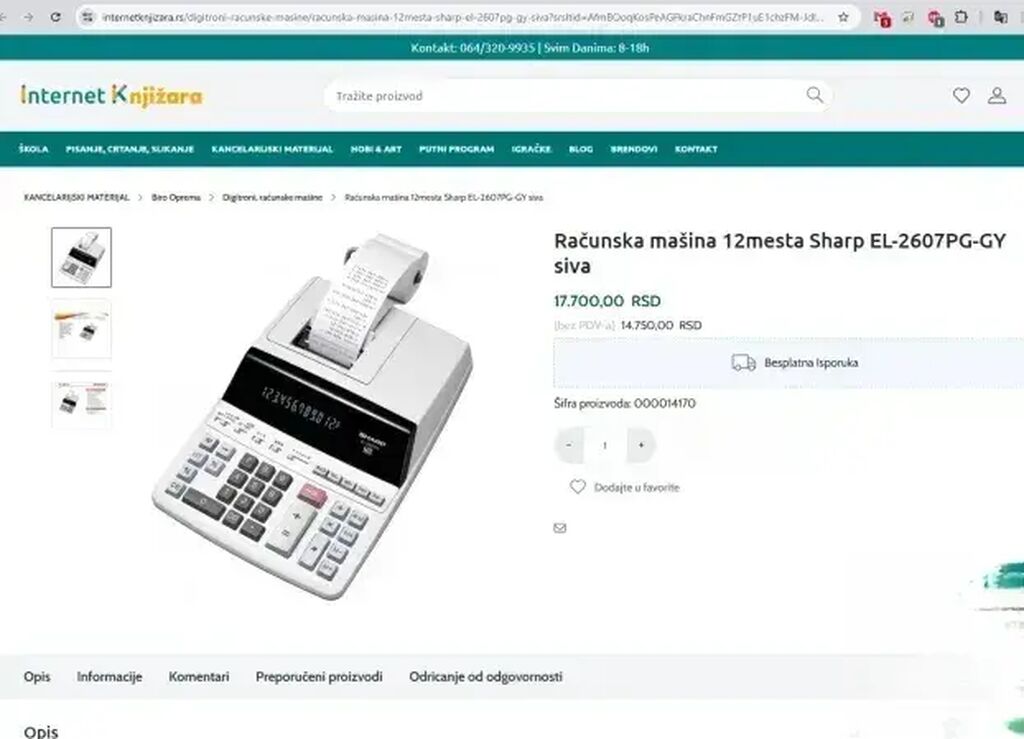 *** SUPER AKCIJA *** #2421 Računska mašina Kalkulator SHARP EL-2607PG;