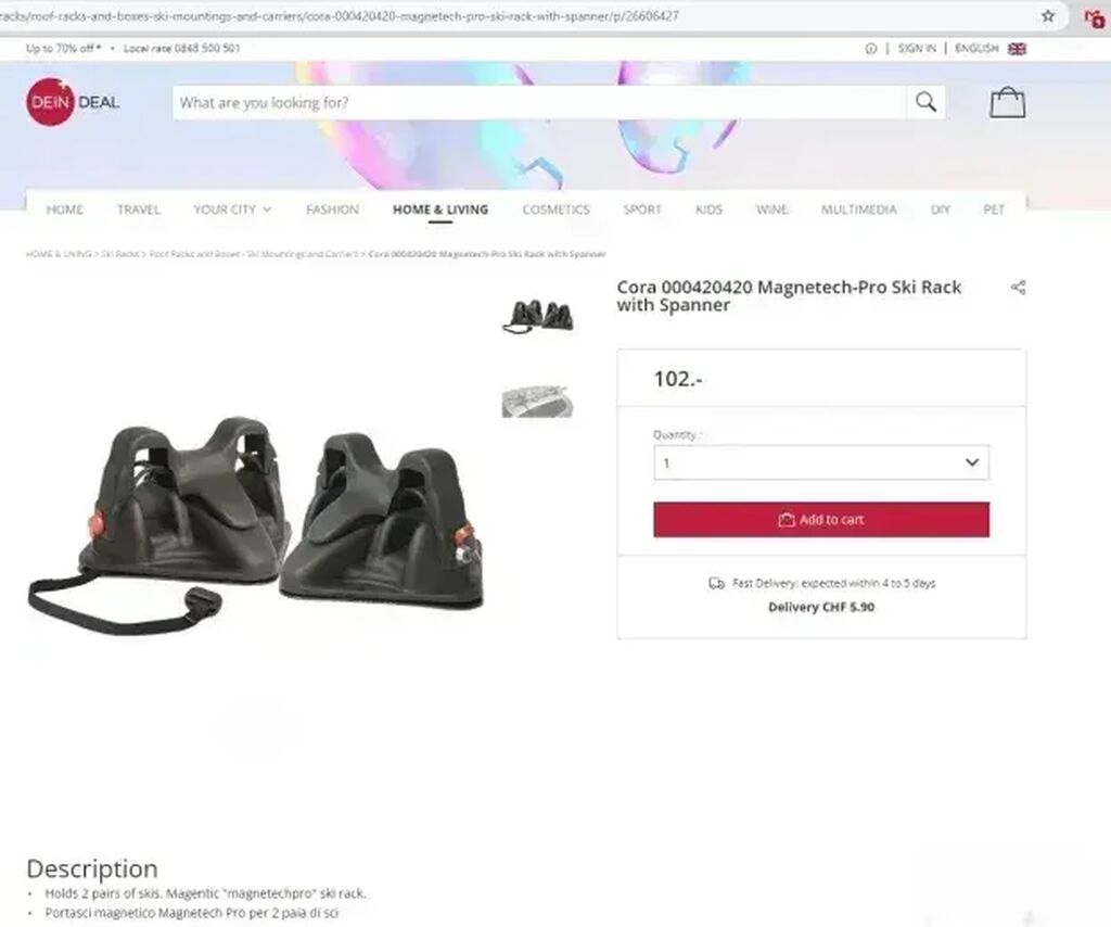 *** AKCIJA *** #0237 Magnetni nosač za skije - Shuttle; Sa bravom za