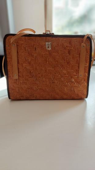 vintage kozna tasna pletena