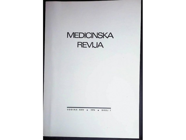Medicinska revija ➡️ broj 1 ➡️ 1973g