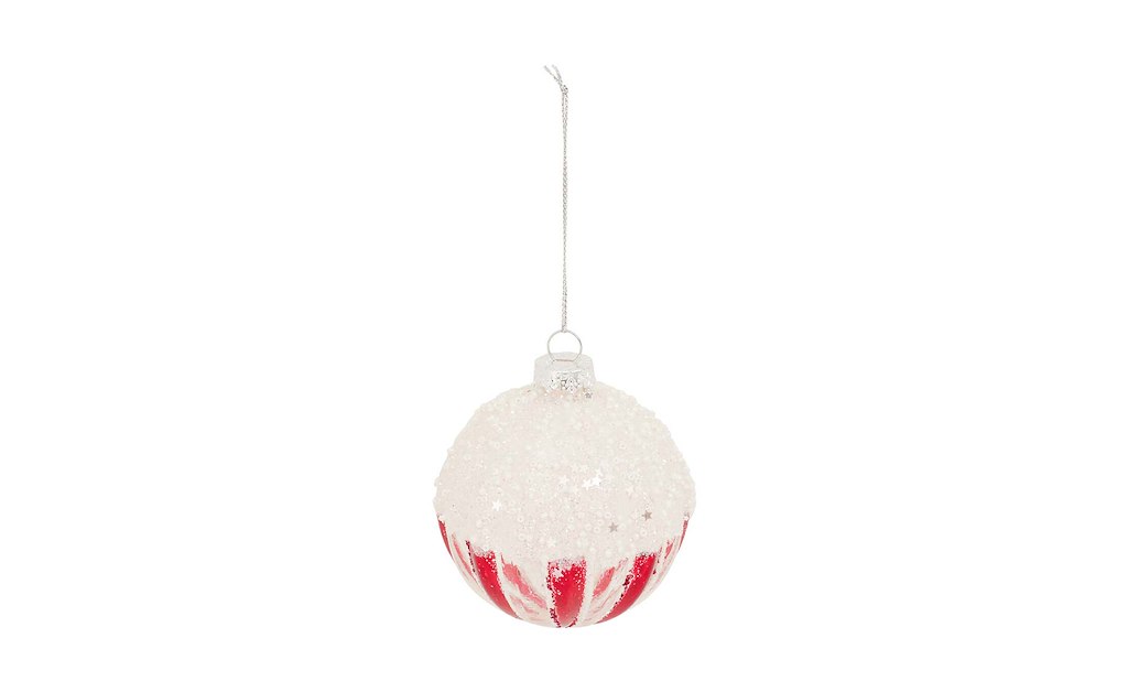 Staklena kugla Icing 8 cm red/white