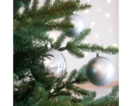 Dekordom novogodišnja dekoracija - hanging bauble set mix 4pcs 10cm 022166 - silver - kmg ( 043298 )