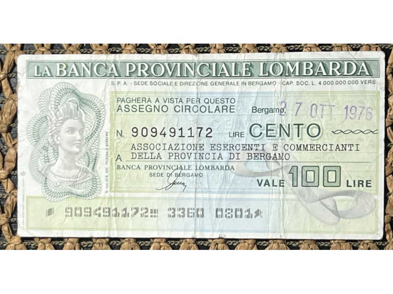 bankovni cek 1976.g Italija (11.)
