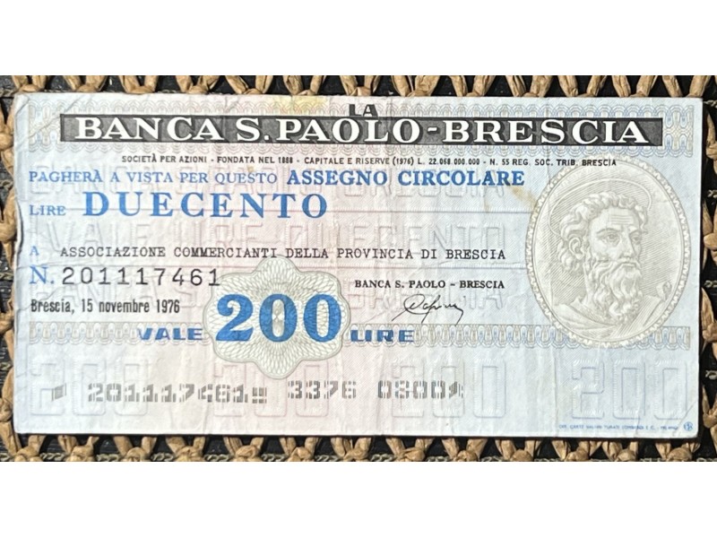 bankovni cek 1976.g Italija (14.)