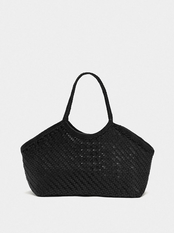 WOVEN LEATHER SHOPPER BAG