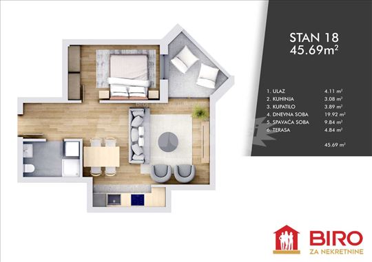 Novi Sad, Centar, Stan, 2, 46,00m2