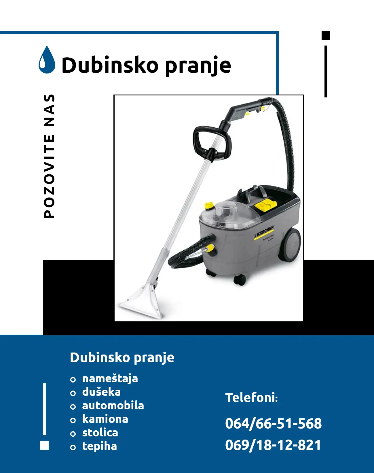 Dubinsko pranje nameštaja, tepiha, automobila