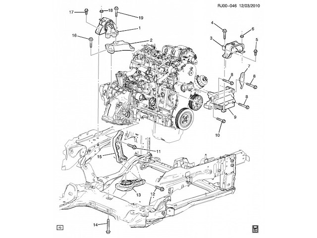 Chevrolet Aveo 1.6B Nosac Motora Napred Desno 11- NOVO