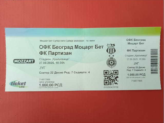 OFK Beograd-Partizan 27.9.2025