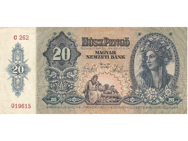 Madjarska 20 pengo 1941.