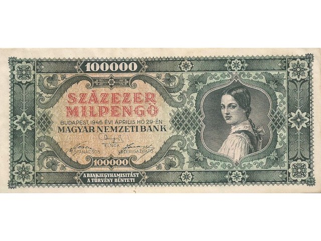 Madjarska 100.000 milpengo 1946.