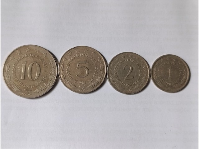 Kovanice 1 dinar, 2 dinara, 5 dinara, 10 dinara