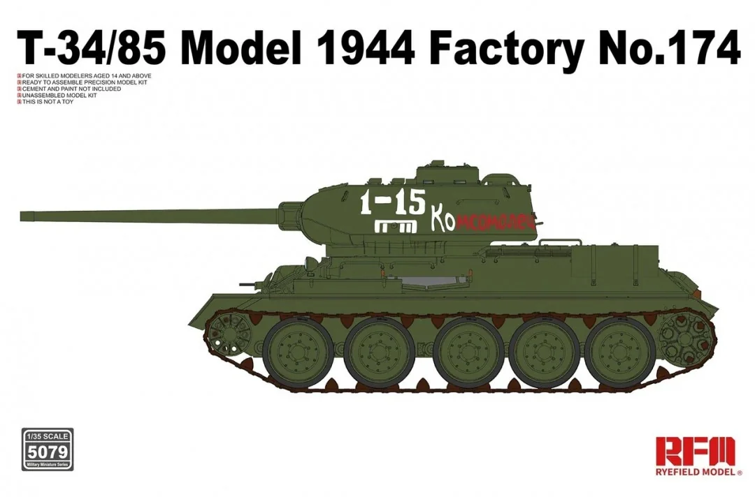 RYEFIELD MODEL 1/35 T-34/85 Model 1944 Factory No.174