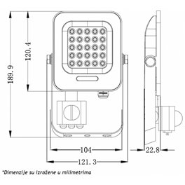 E.REFLEKTOR LED 20W SA SENZOROM BELO 6500K