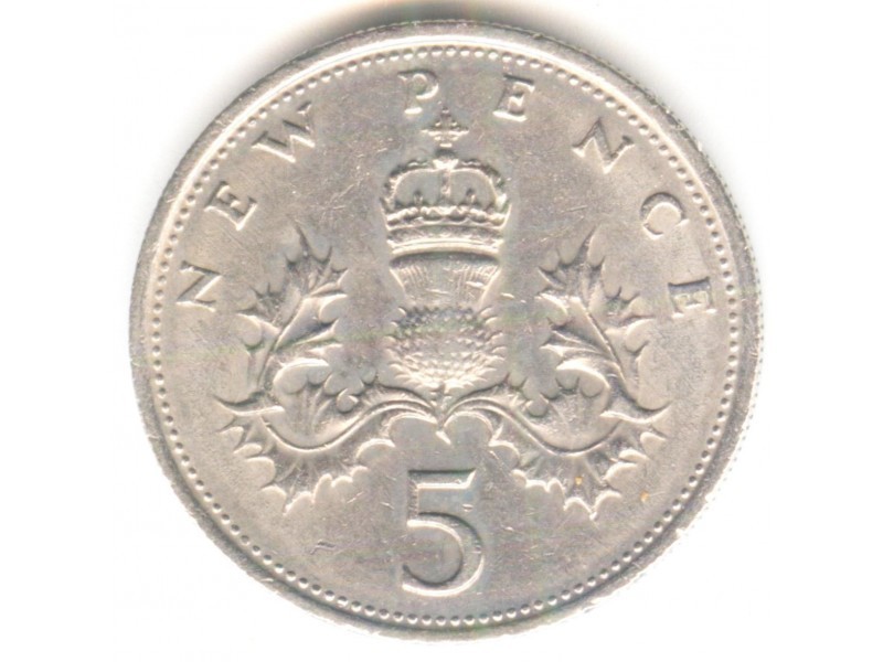 Velika Britanija 5 new pence 1970