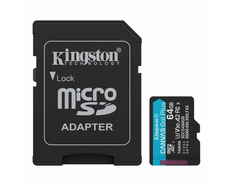KINGSTON 64GB SDXC Canvas Go Plus Gen4 200MB/s C10 UHS-I U3 V30 SDG4/64GB