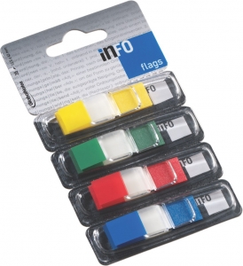Page marker INFO FLAGS 4x12,5x43 mm, 4x36l transparent +4 boje sortirano Info Notes