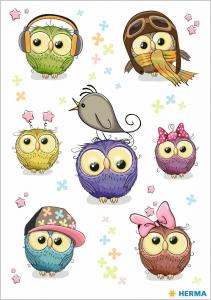 Stikeri MAGIC CUTE OWLS, TRANSPUFFY