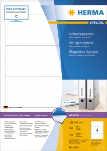 Etikete 192x61, za široki registrator A4/4 1/100 b Herma