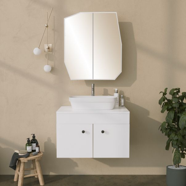HANAH HOME Kupatilski zidni ormarić sa ogledalom Quartz Cabinet, bela