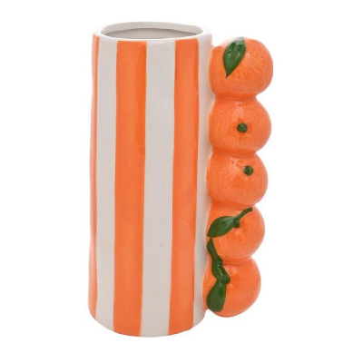 Vaza - Hestia, Orange, Striped, 21 cm