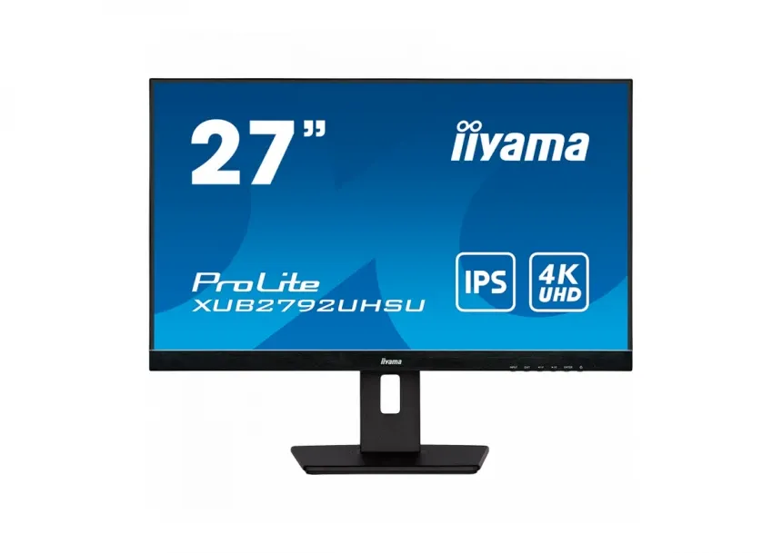 IIyama ProLite XU2792UHSU-B6 27" IPS-panel, 3840x2160 UHD, 4ms, 300cd/m², DVI, HDMI, DisplayPort, Speakers, USB 2x3.2