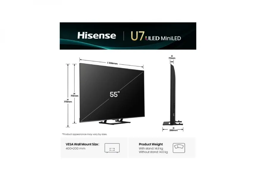 HISENSE 55 inča 55U7Q ULED Mini-LED 4K UHD Smart TV