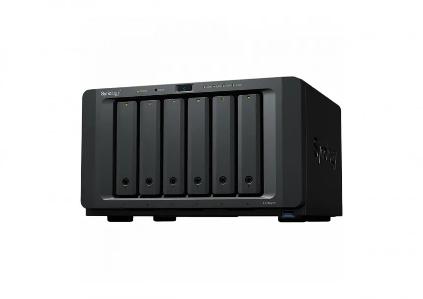 Synology DiskStation DS1621+,Tower,6-Bay 3.5'' SATA HDD/SSD, 2 x M.2 2280 NVMe SSD, CPU AMD Ryzen Quad-Core 2.2 GHz, 4 GB DDR4, 4 x RJ-45 1 GbE LAN, 3 x USB 3.0, 2 x eSATA (Expandable to 16 Bays w...