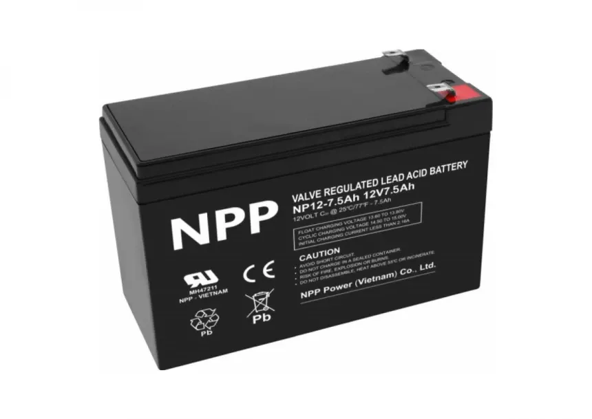 UPS Battery NPP NP12V-7.5Ah AGM BATTERY C20=7.5Ah, T1