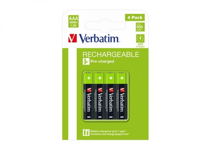 Baterija VERBATIM AAA 950mAh HR3 BLISTER 4kom punjive NiMH baterije