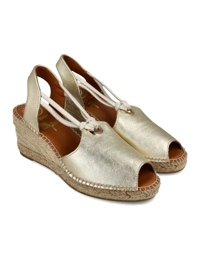 Viguera Ženske kožne espadrile 2143, Zlatne boje