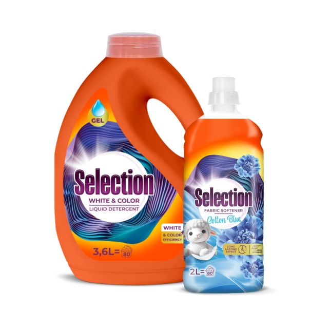 SELECTION Set tečni deterdžent za pranje veša White&Color 3.6L i omekšivač Cotton Blue 2L