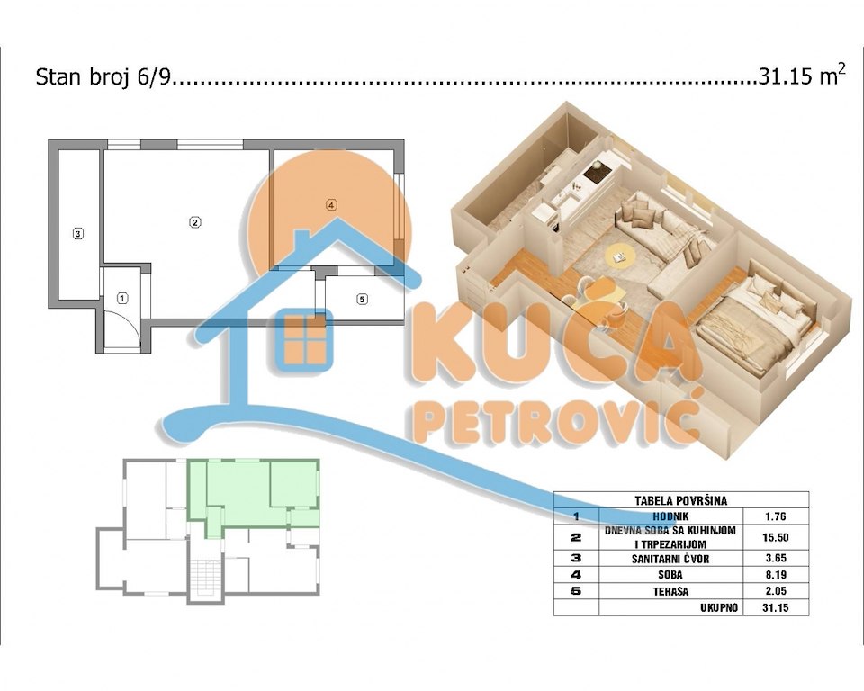 Novogradnja 31m2 Branko Bjegović