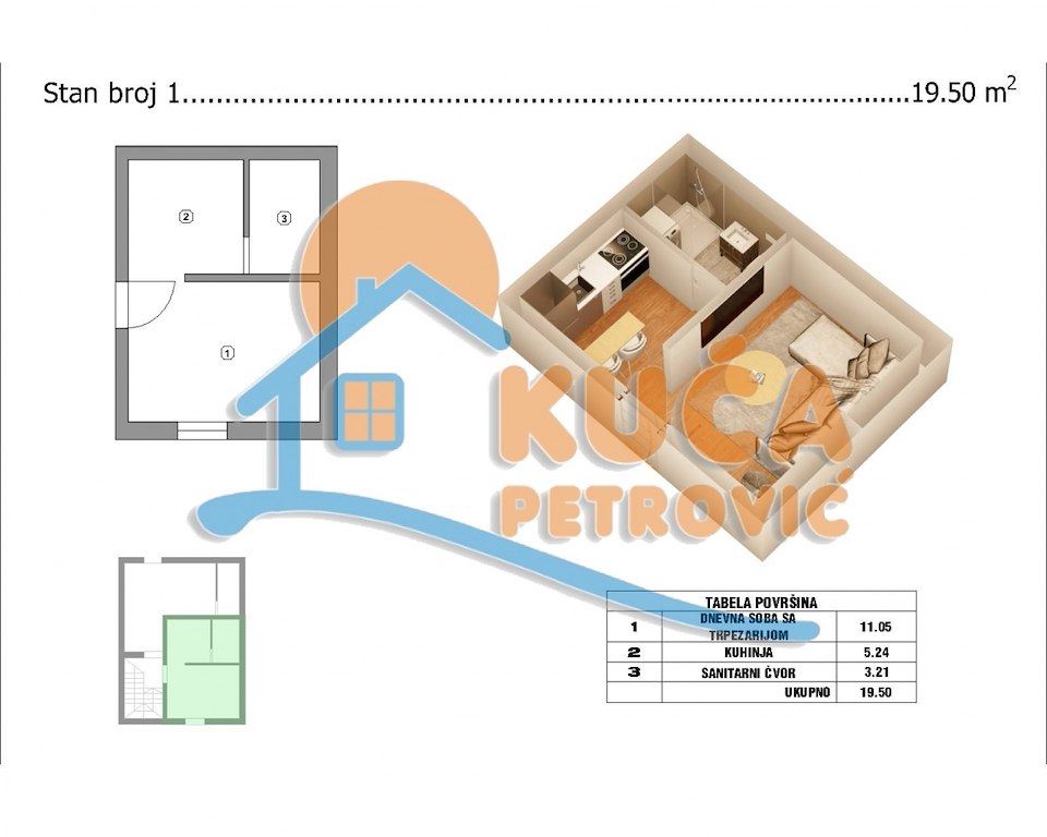 Garsonjera 20 m² Branko Bjegović