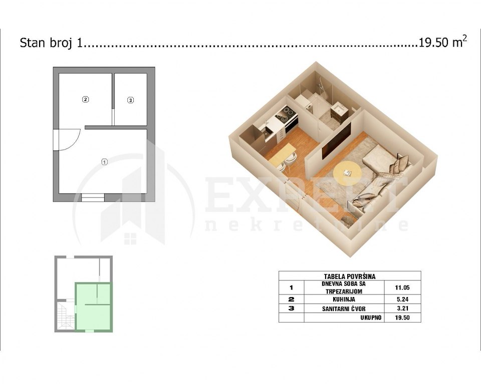 Garsonjera 20 m² Branko Bjegović