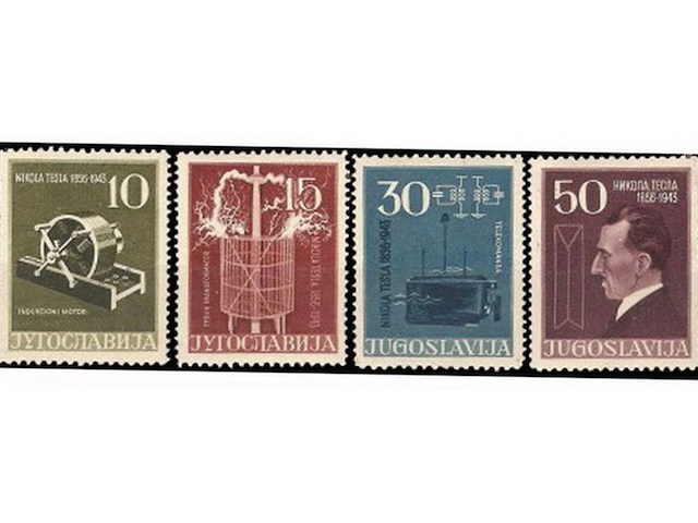 FNRJ 1956, 100 god rođenja NIkole Tesle, MNH, Š-1136/39