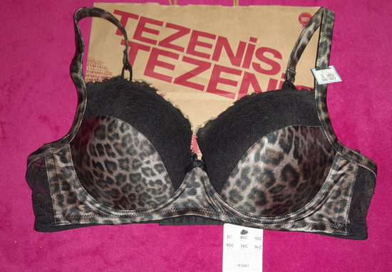 Tezenis crni animal saten cipka 80C NOVO!%