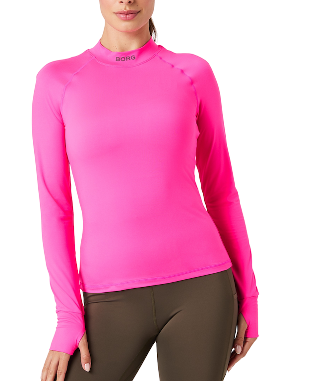 BORG PERFORMANCE BRUSHED MOCKNECK PINK GLO W
