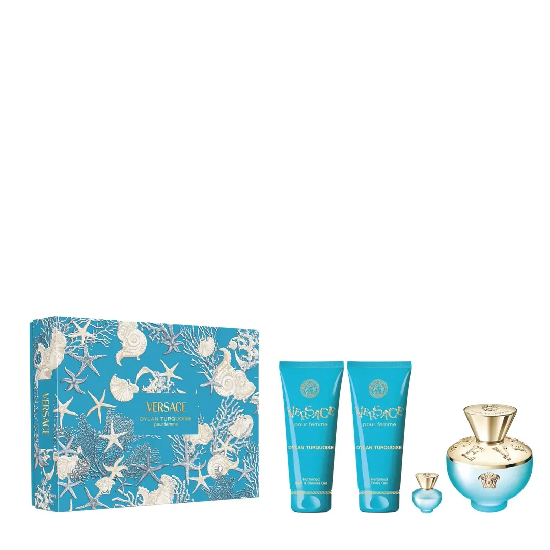 Versace Ženski poklon set Dylan Turquoise EDT 100 ml+gel za tuširanje 100 ml+bodi losion 100 ml+mini 5 ml