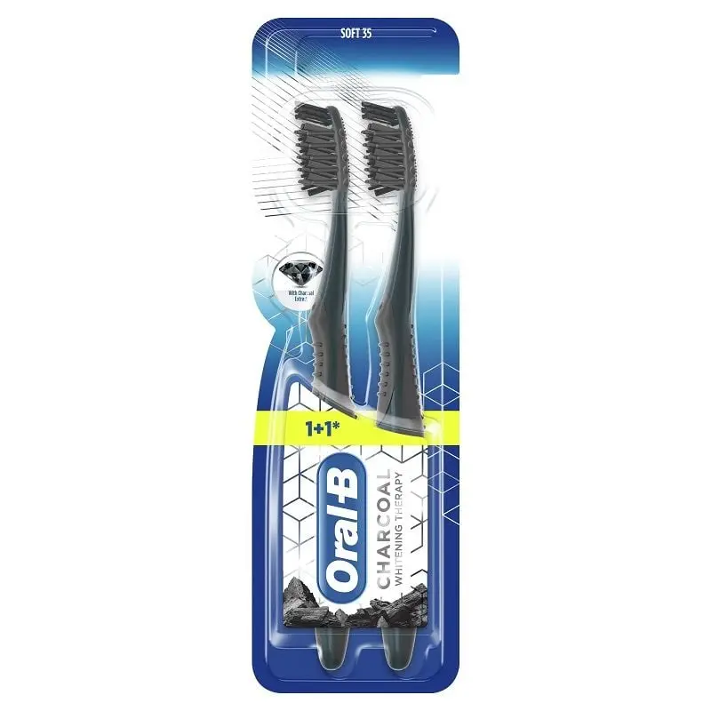 ORAL B Četkica za zube Charcoal Whitening Therapy 35 Soft 1+1 crna