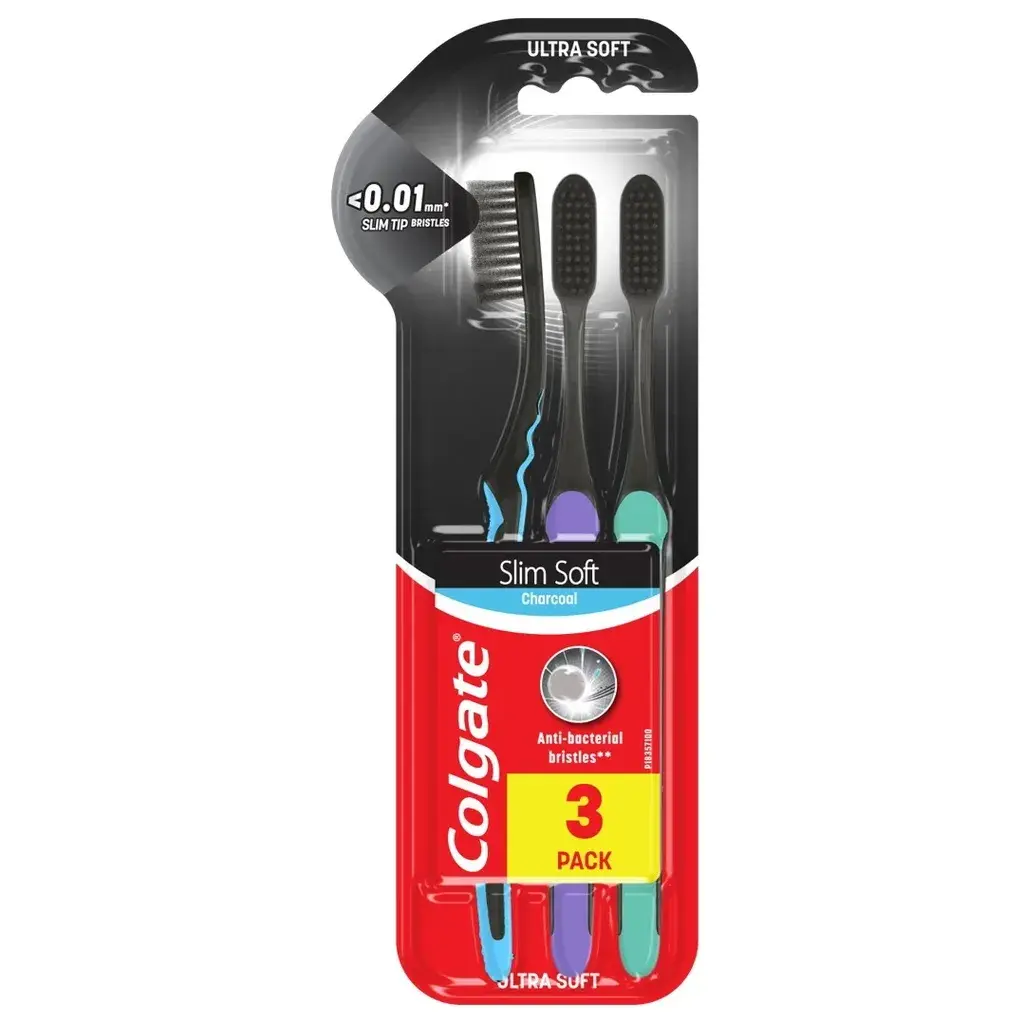 Colgate Ćetkice za zube, Slim soft sa aktivnim ugljem, 3 komada