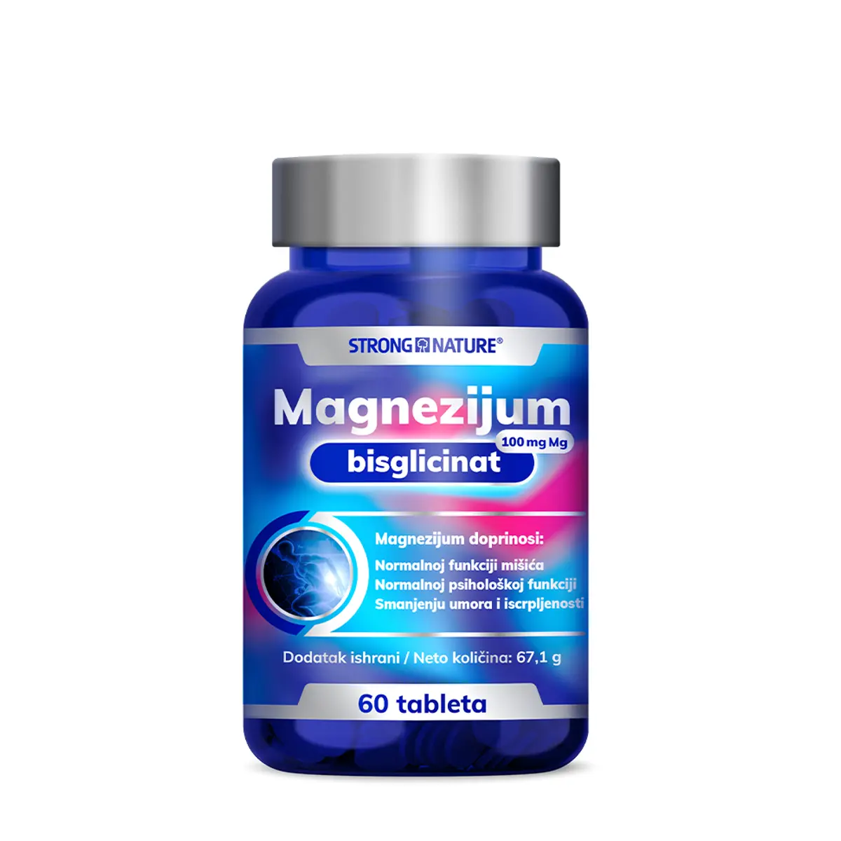 Strong Nature Magnezijum bisglicinat, 100 mg, 60 tableta